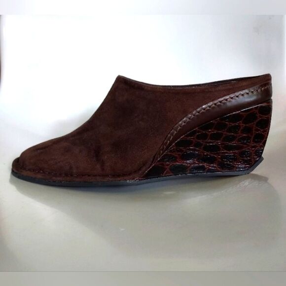 Vaneli | Shoes | Van Eli Brown Suede Croc Wedge Heel Mule 8 | Poshmark